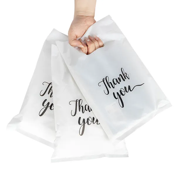 Durable Custom Die Cut Handle Plastic Bags | Retail Shopping Packaging ...
